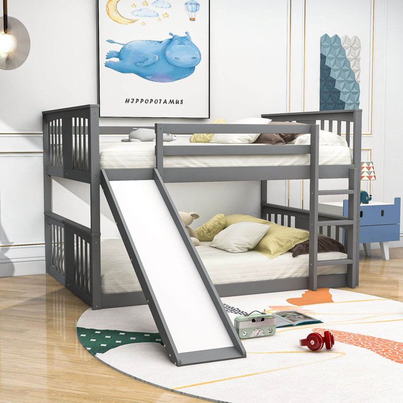 Harriet Bee Eloria Full Over Full Standard Bunk Bed with Slide Reviews Wayfair